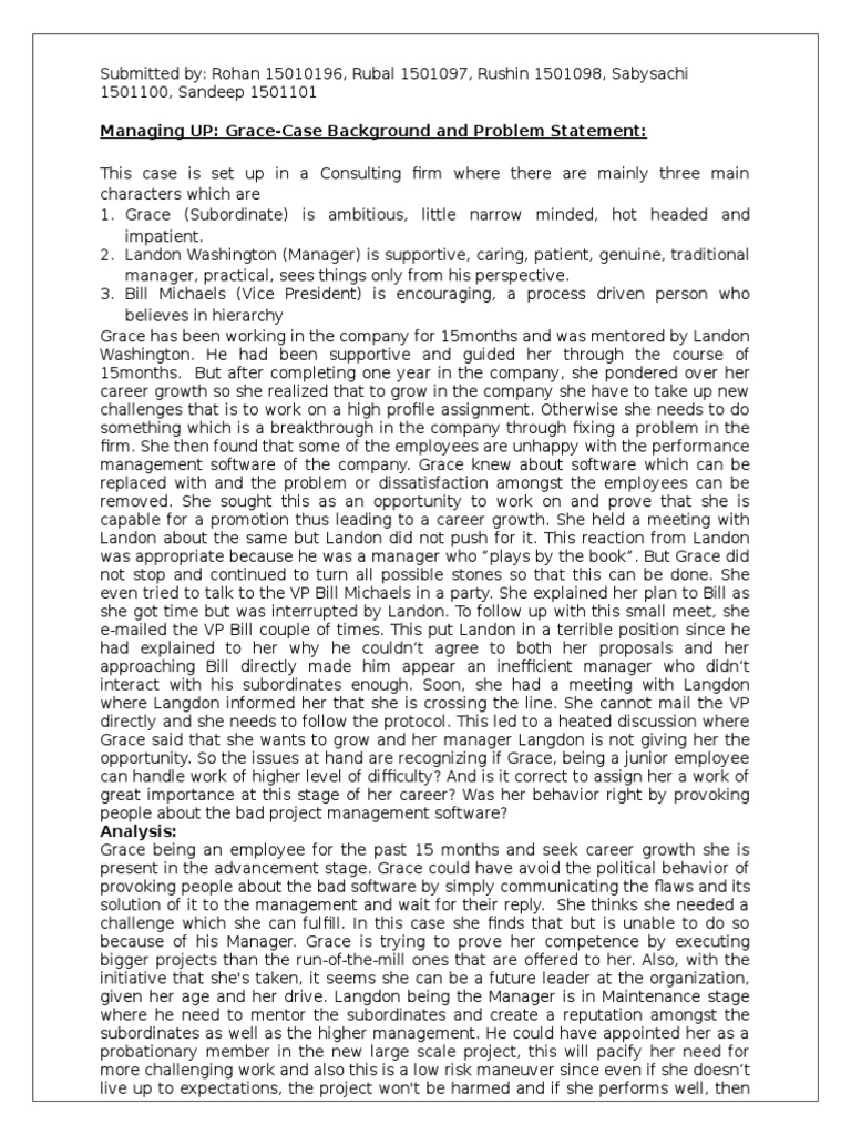 Managing UP: Grace-Case Background and Problem Statement | PDF