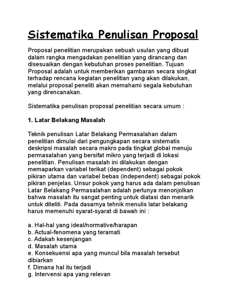 Sistematika Penulisan Proposal | PDF