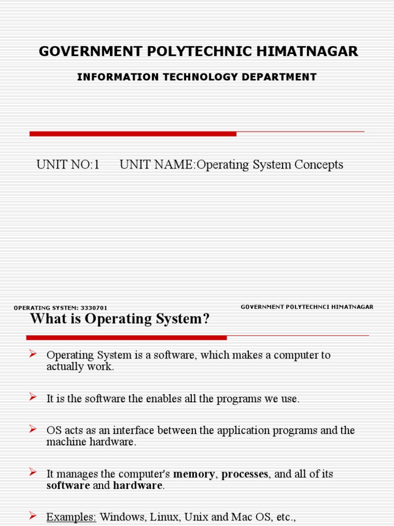 Unit 1 | PDF | Process (Computing) | Operating System