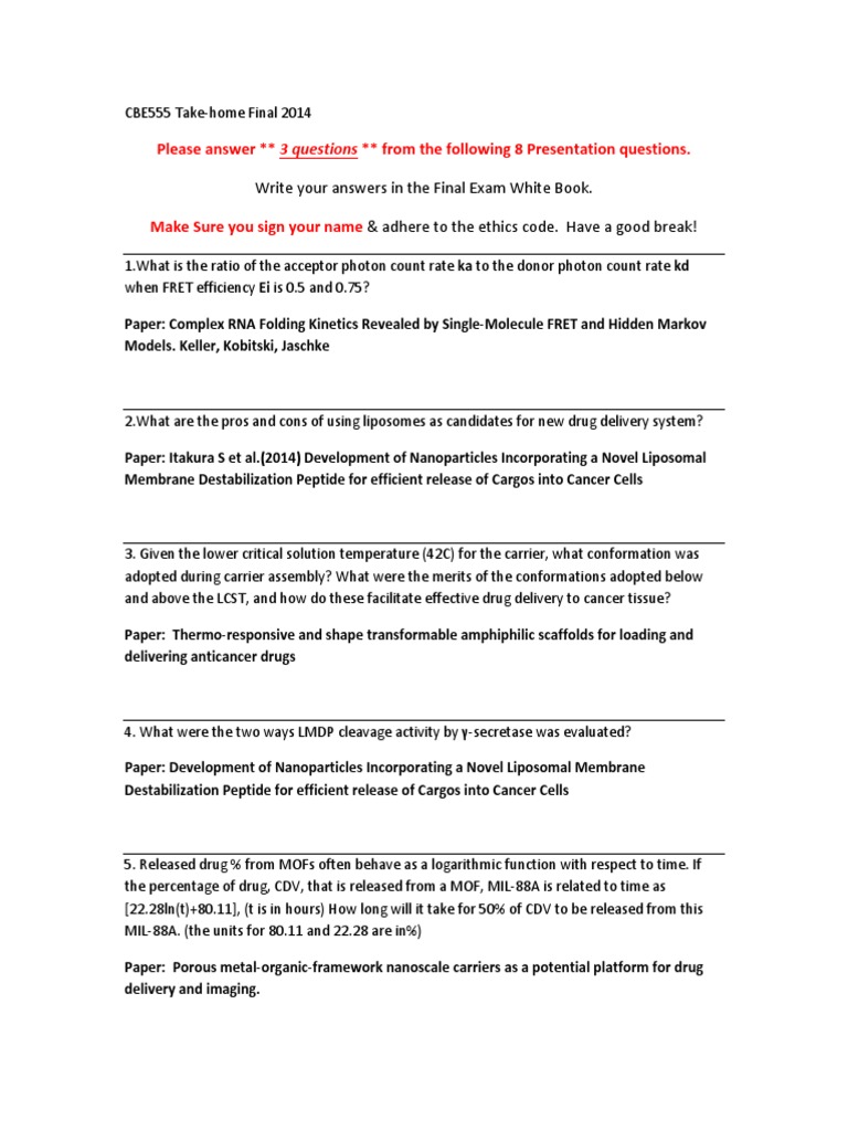 Please Answer 3 Questions From The Following 8 Presentation Questions | PDF