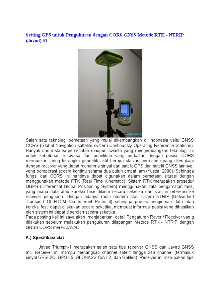 Setting GPS Untuk Pengukuran Dengan CORS GNSS Metode RTK | PDF
