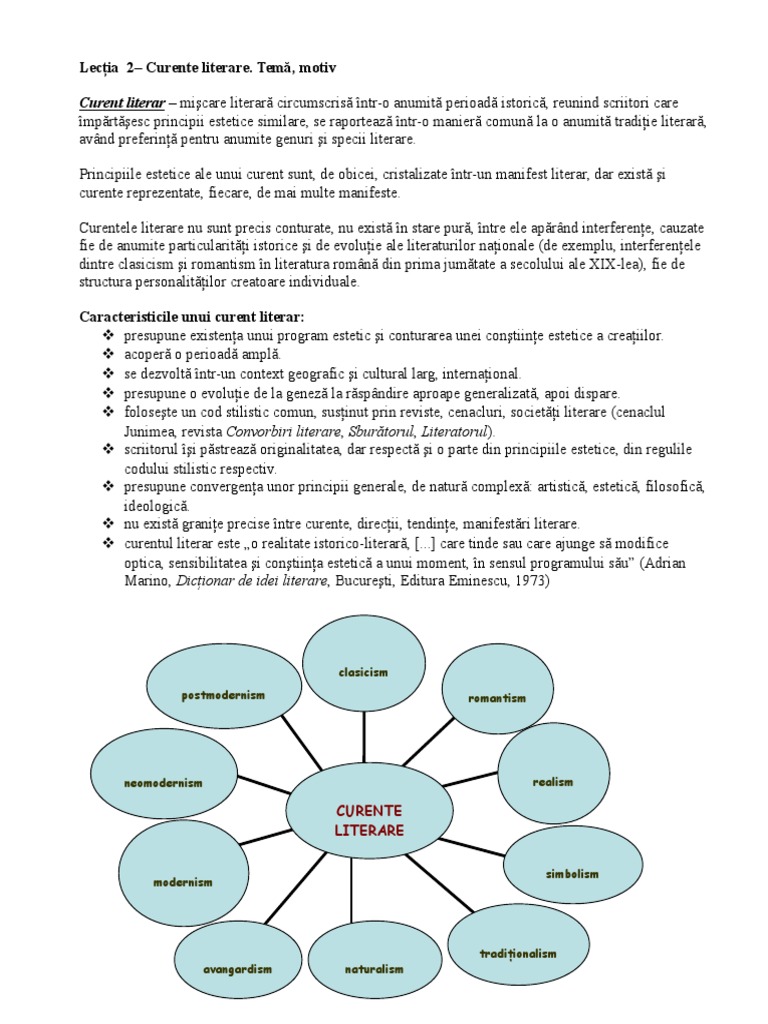 Curente Literare. Teme. Motive | PDF