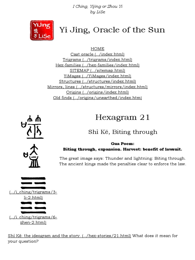 Hexagram 21 YiJing | PDF | Religion And Belief