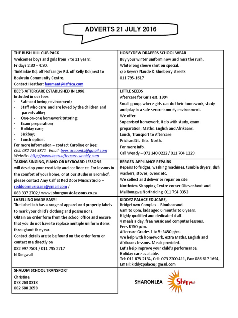 Adverts 21 July 2016 | PDF | Cooking, Food & Wine | Wellness