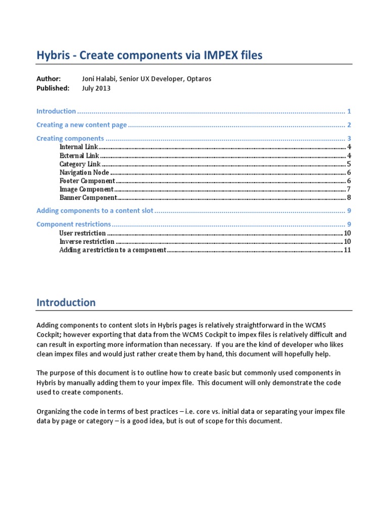 Hybris Create Components Via IMPEX Files | PDF | Identifier | Databases