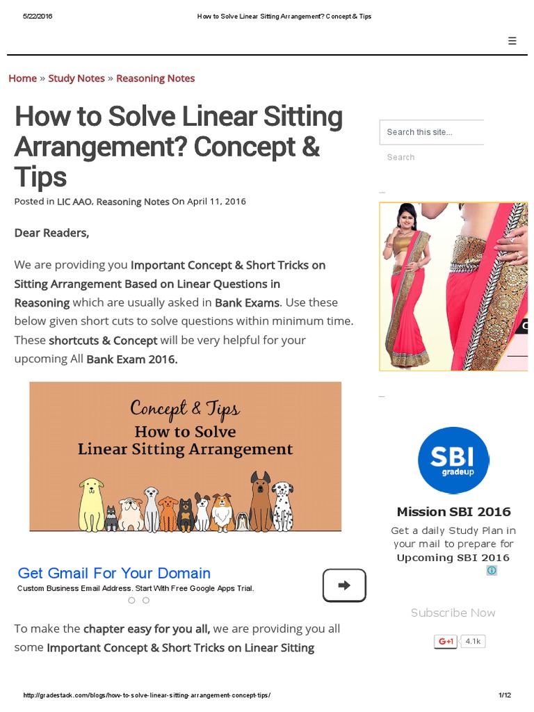 How To Solve Linear Sitting Arrangement - Concept & Tips | PDF | Gmail ...