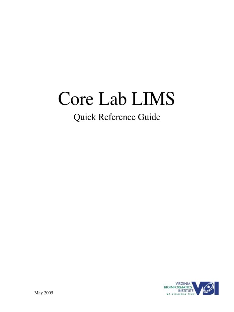 Core Lab LIMS: Quick Reference Guide | PDF | Icon (Computing) | Proteomics