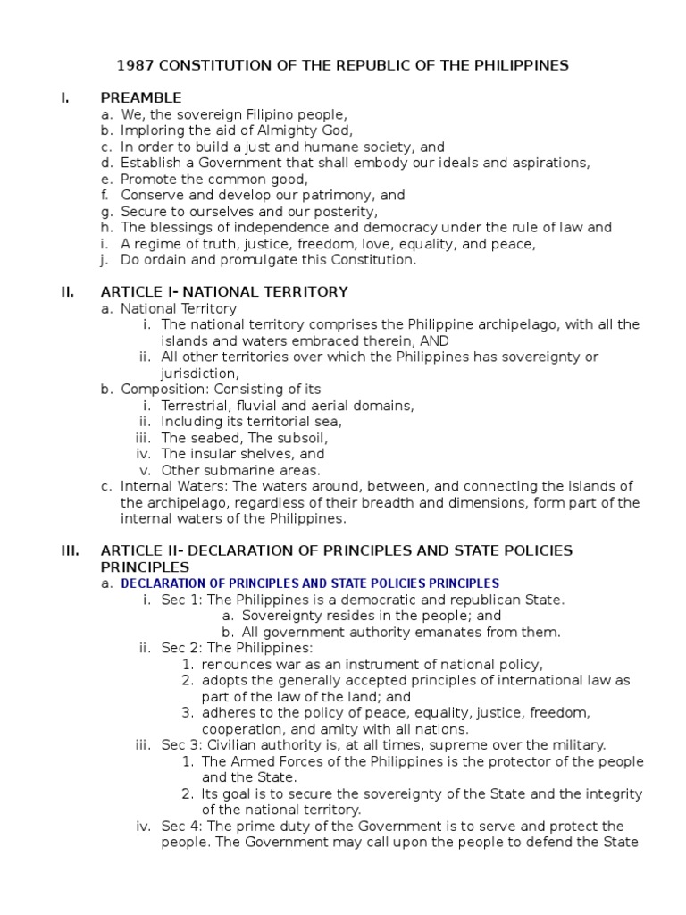 1987 Constitution of The Republic of The Philippines | PDF ...