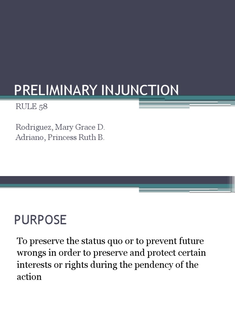 Preliminary Injunction | Injunction | Judgment (Law)