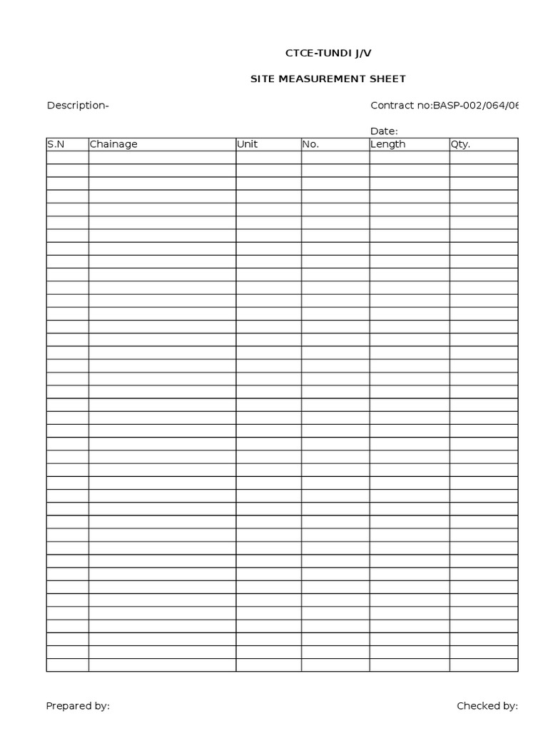 Measurement Sheet | PDF