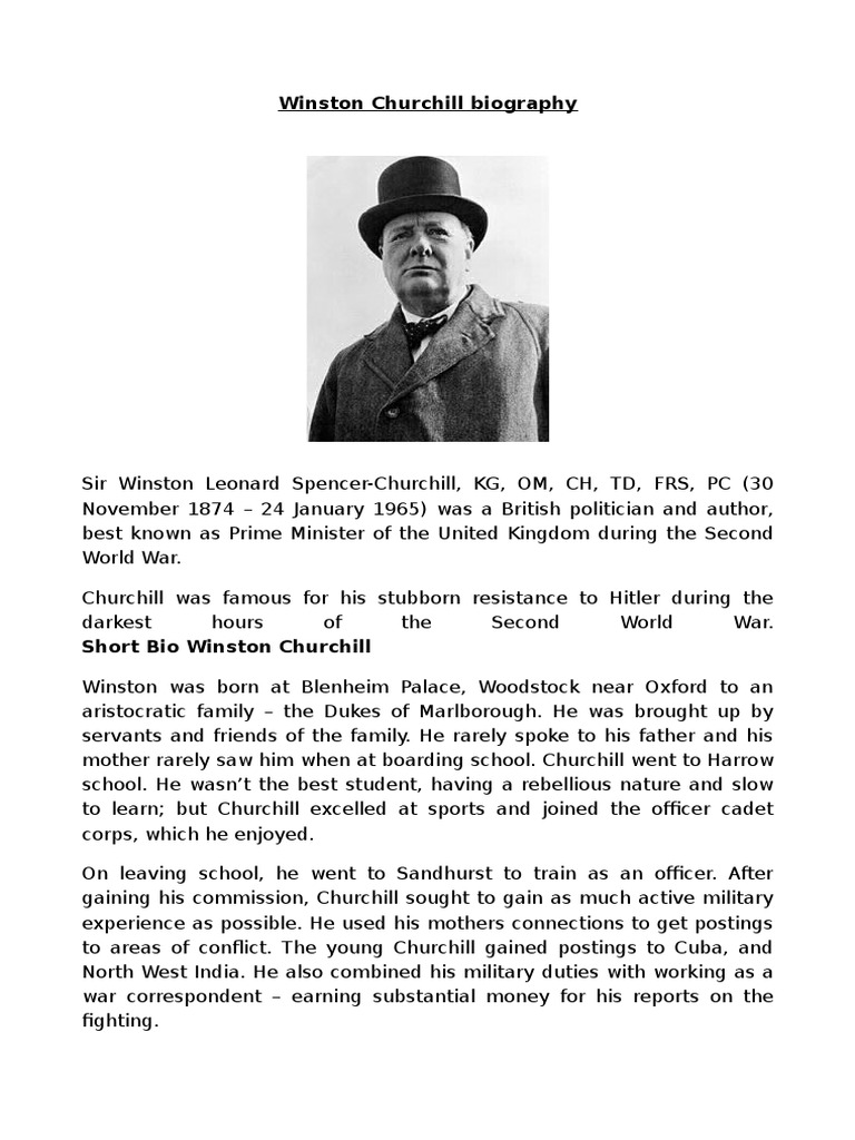 Winston Churchill Short Biography | PDF | Winston Churchill | Liberal ...