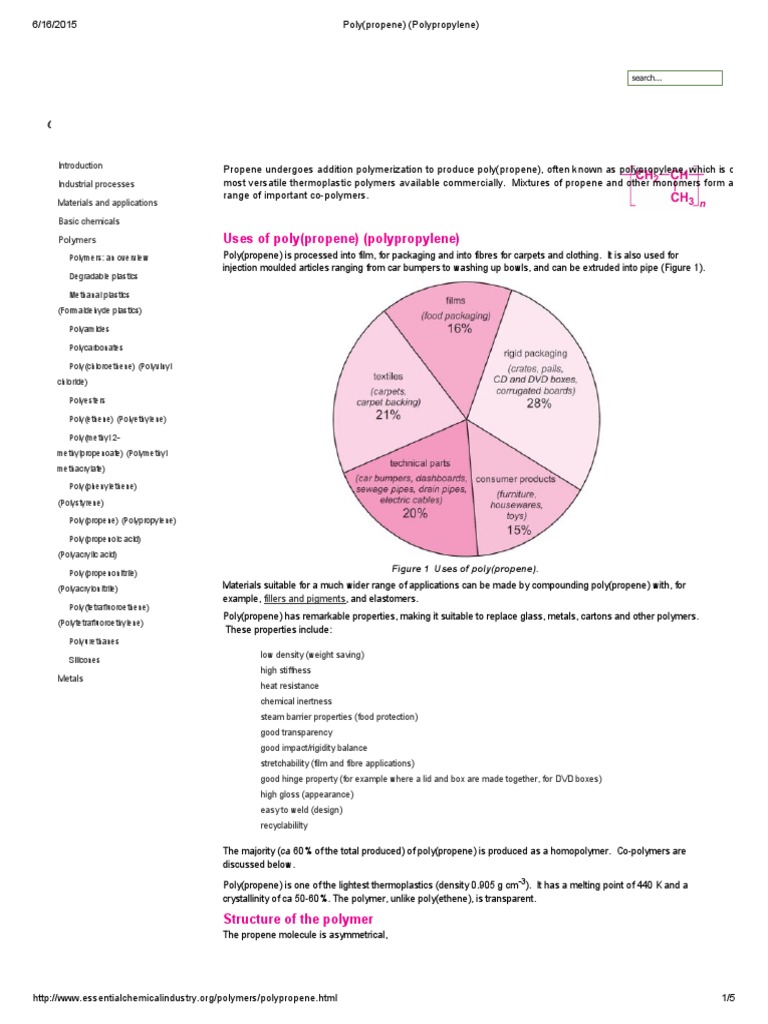 Poly (Propene) (Polypropylene) | PDF | Polymers | Plastic