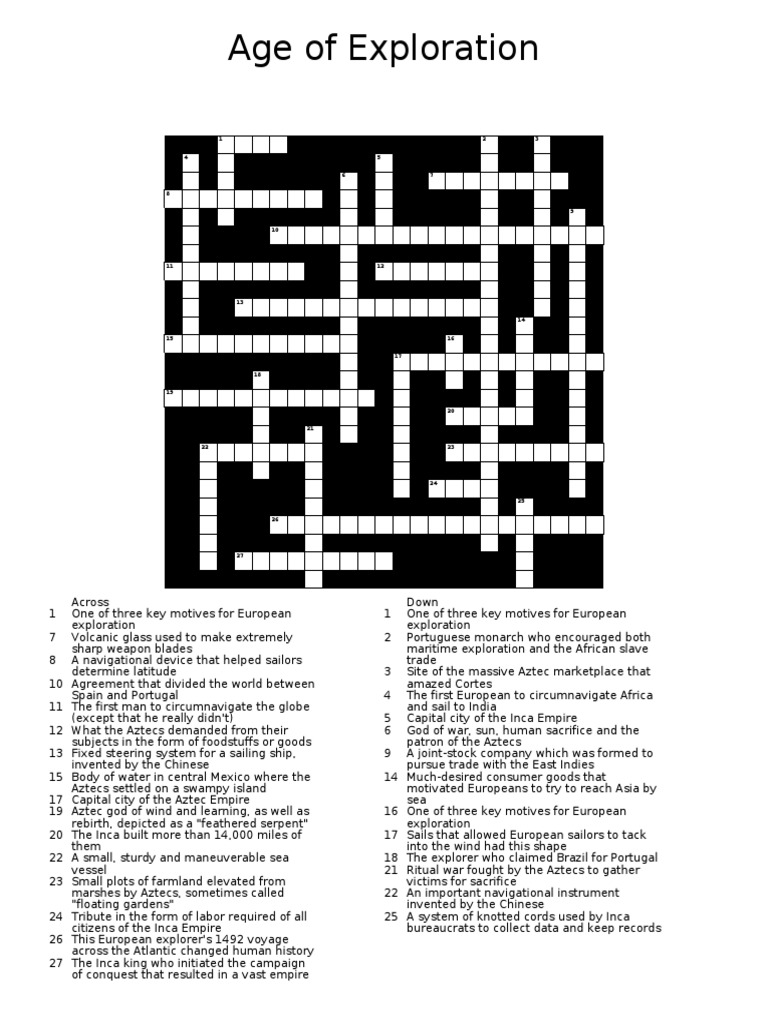 Age of Exploration Crossword Puzzle | PDF