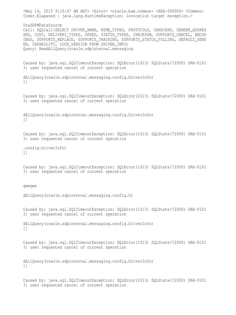 Oracle Sql Timeout Error Pdf Network Protocols Areas Of Computer Science
