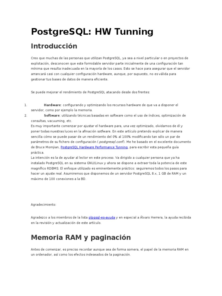 PostgreSQL Personalizado | Descargar gratis PDF | Kernel (sistema operativo) | Postgre Sql