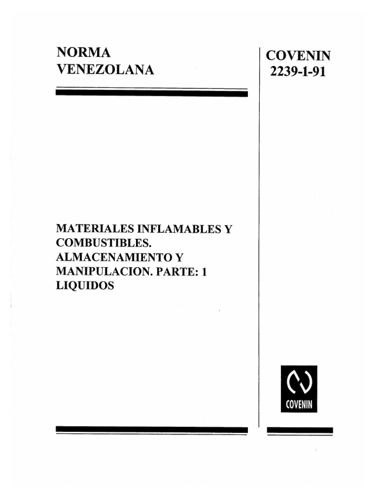 Covenin 2239-1-91 Materiales Inflmables y Combustibles. Almacenamiento y Manipulacion PDF | PDF