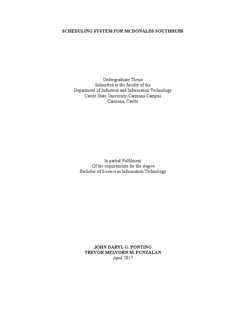 McDonald's SouthHub Scheduler | PDF