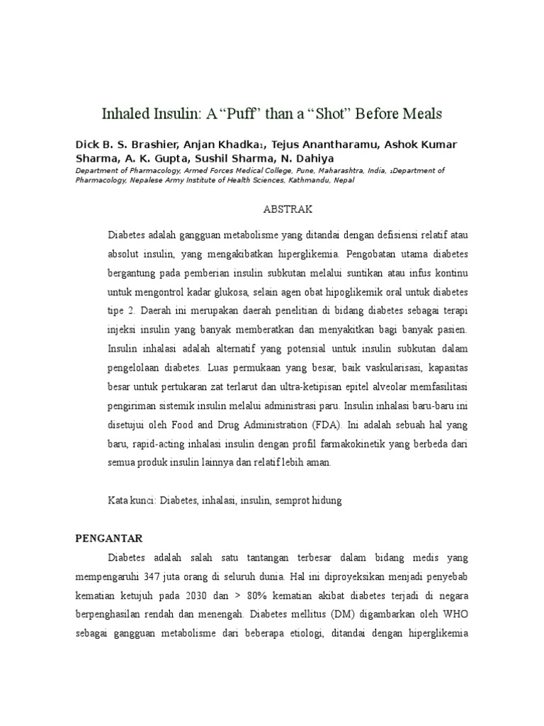 Inhaled Insulin | PDF