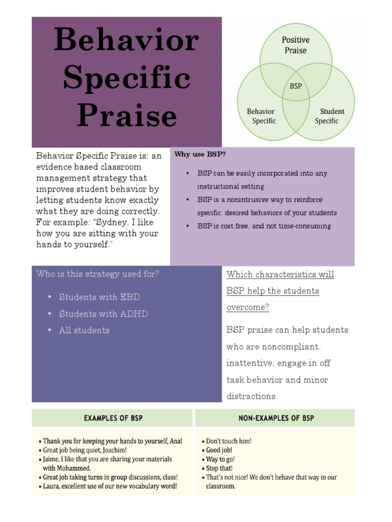 Sfs Behavior Specific Praise | PDF | Clinical Psychology | Educational ...