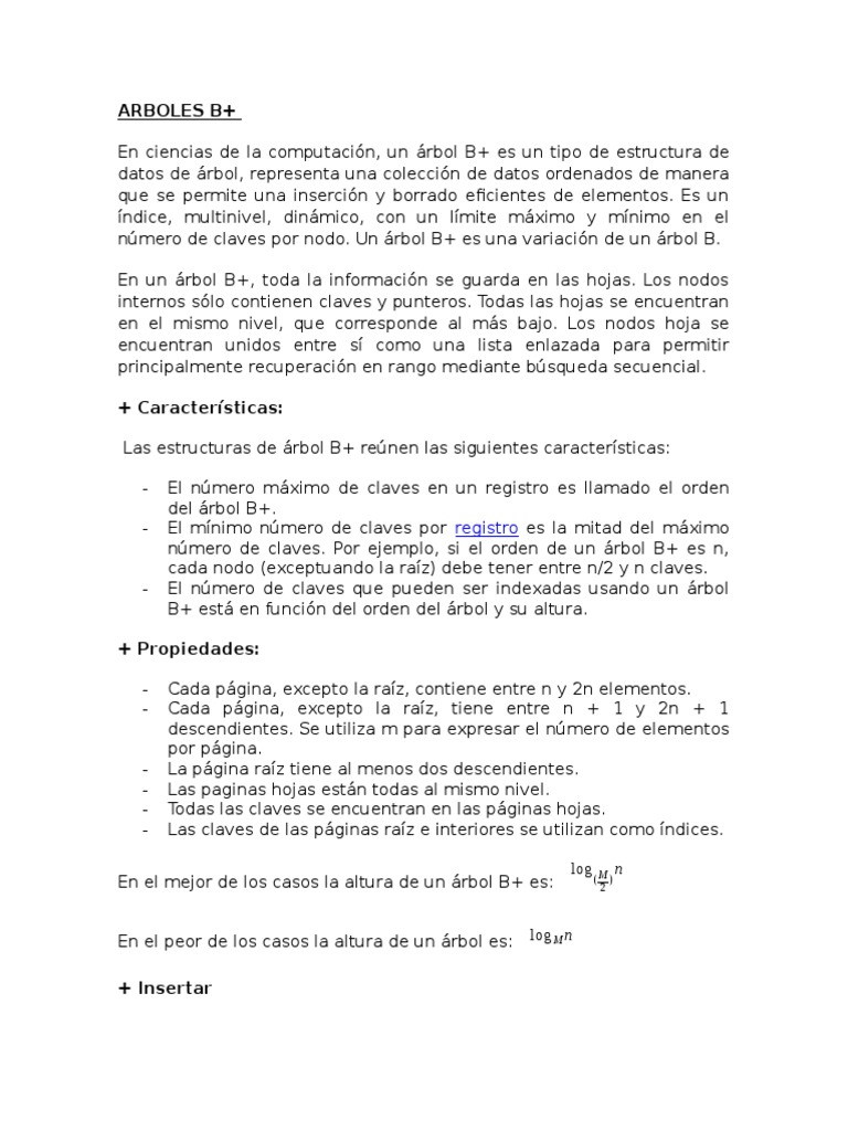 Arboles B y B+ | PDF | Áreas de informática | Informática