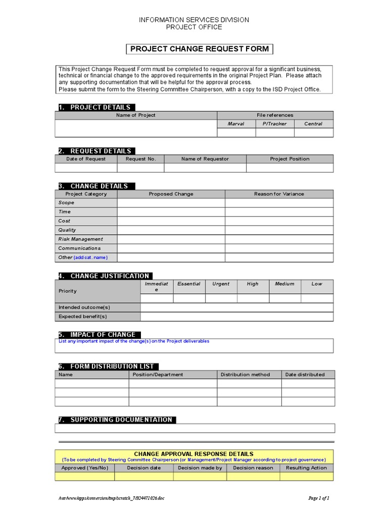 Project Change Request Form V - 2 | PDF