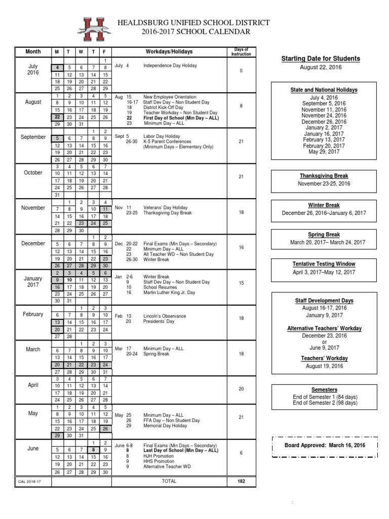 2016-2017 Calendar | PDF