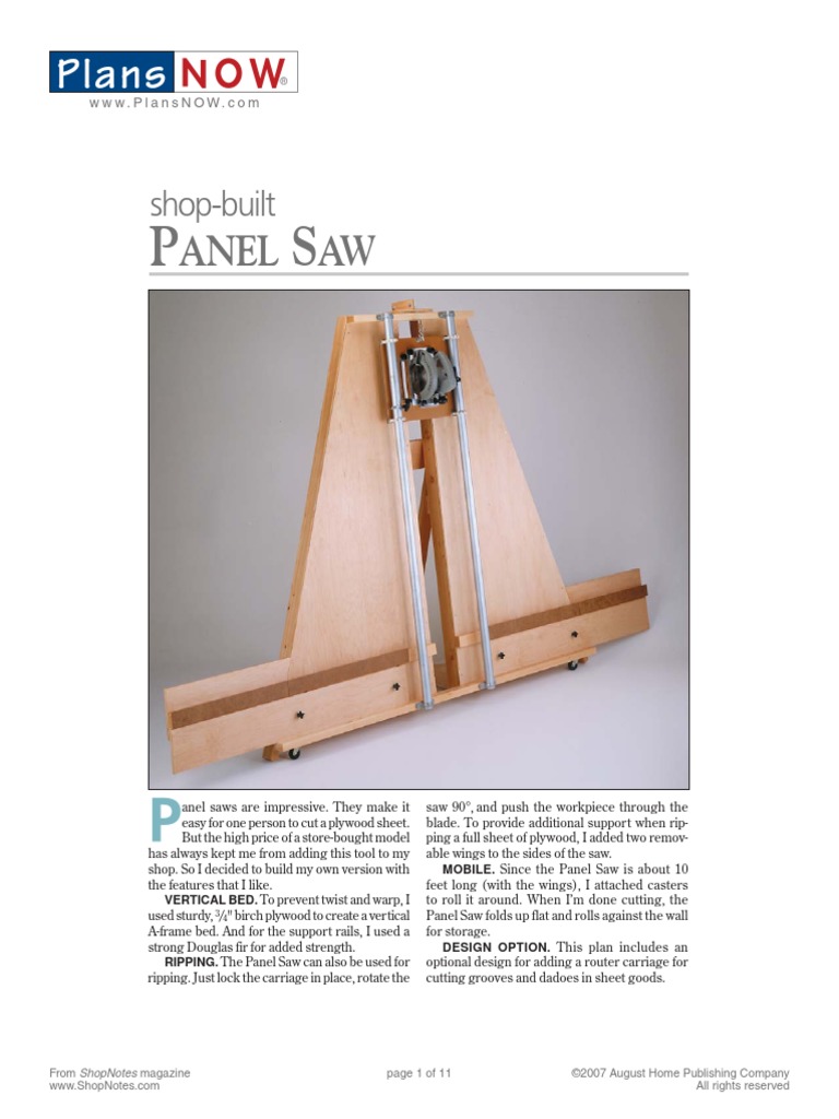 Panel Saw Plan | PDF | Screw | Nut (Hardware)