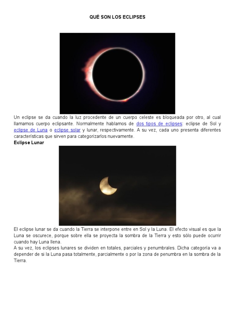 Qué Son Los Eclipses | PDF | Eclipse | Luna