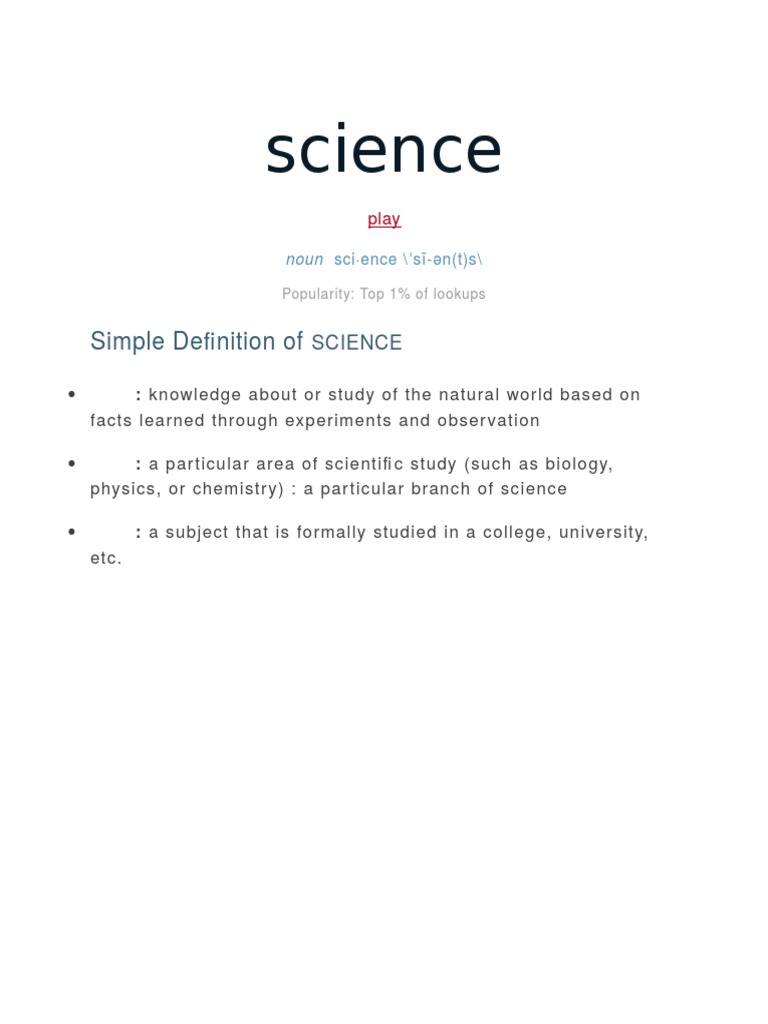 Science: Simple Definition of | PDF