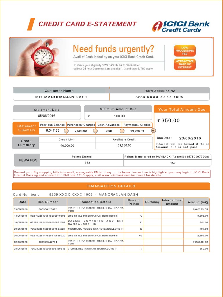 Credit Card Statement Summary | PDF | Debits And Credits | Payments