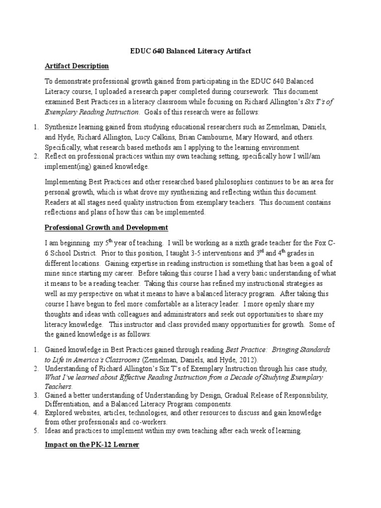 Balanced Lit Reflection Edited | PDF | Reading Comprehension | Literacy