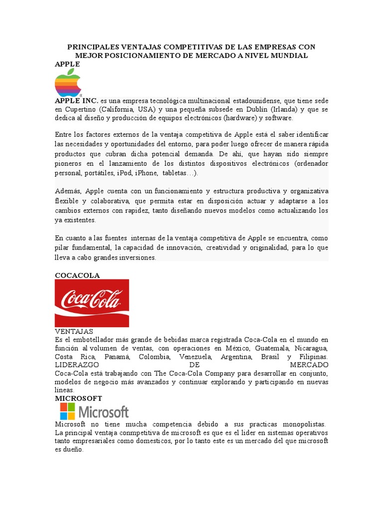 Principales Ventajas Competitivas de Las Empresas Con Mejor ...