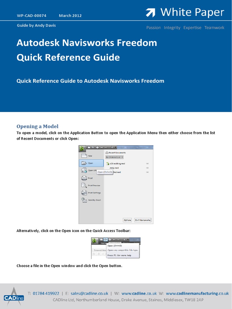Navisworks Freedom Quick Reference | PDF | Menu (Computing) | Button ...
