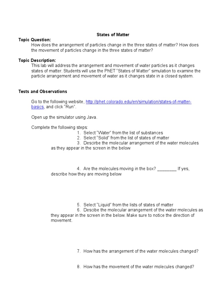 ms-ps1-4swh Energyandwaterstatesofmatterphet Student-2 | PDF | Science ...