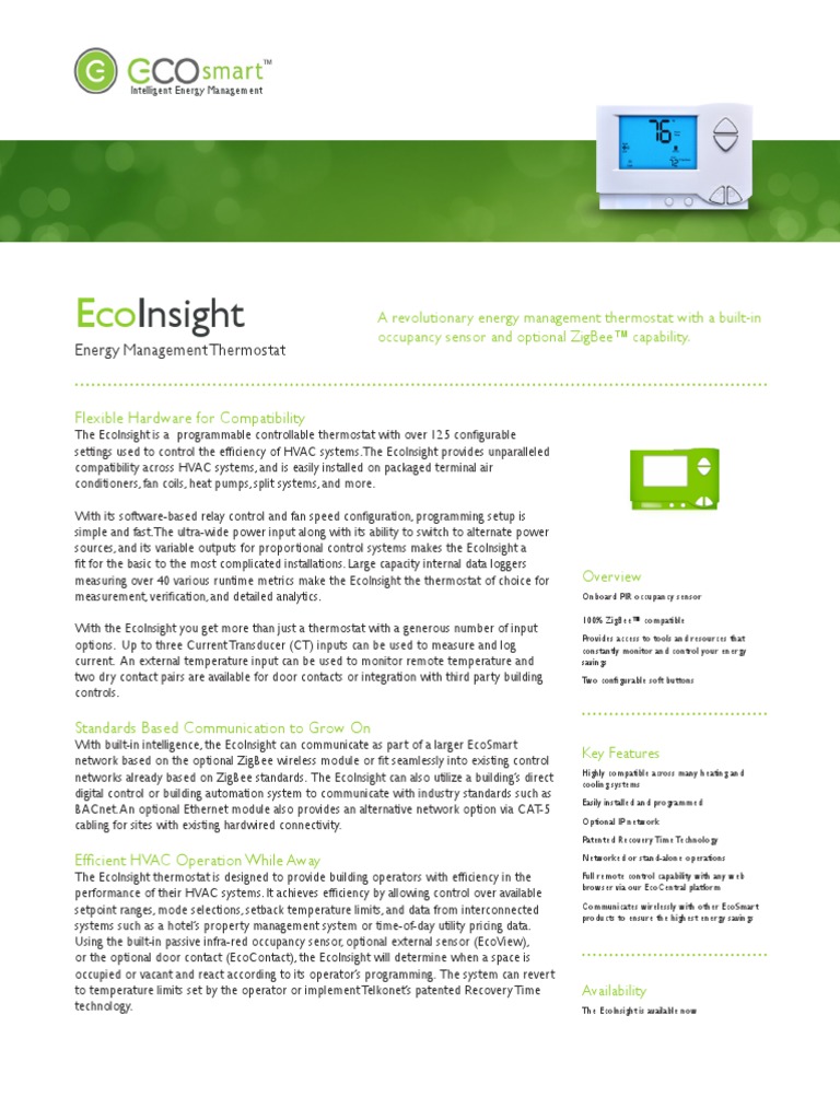 Eco Insight | PDF | Thermostat | Hvac