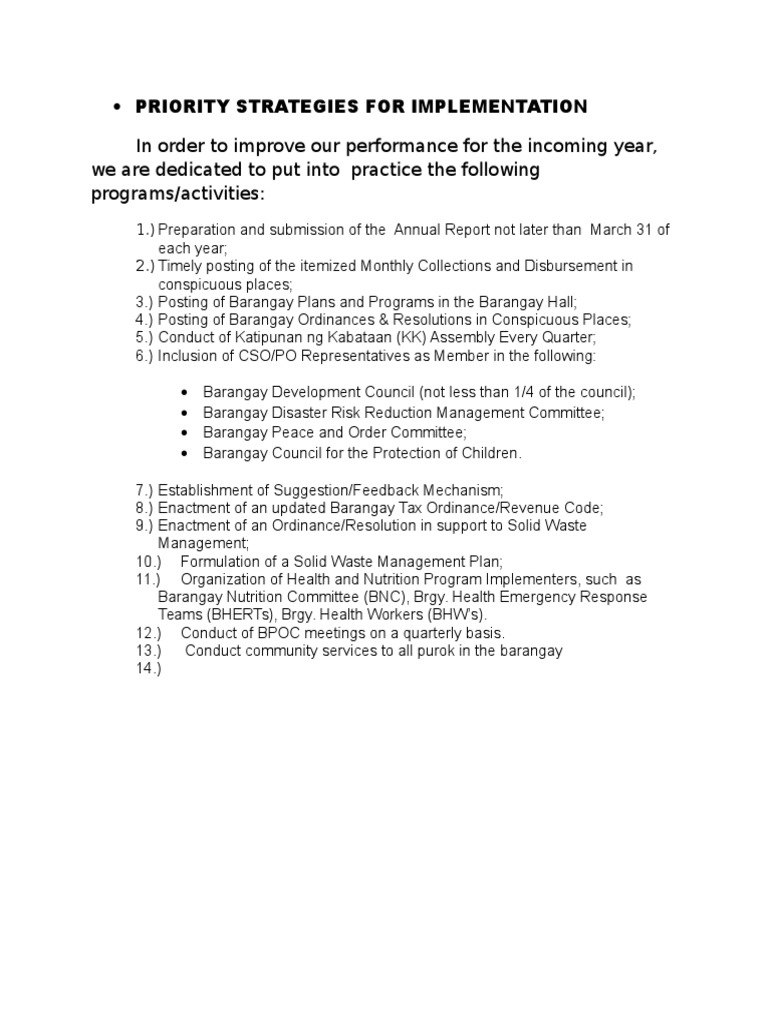 Priority Strategies For Implementation | PDF