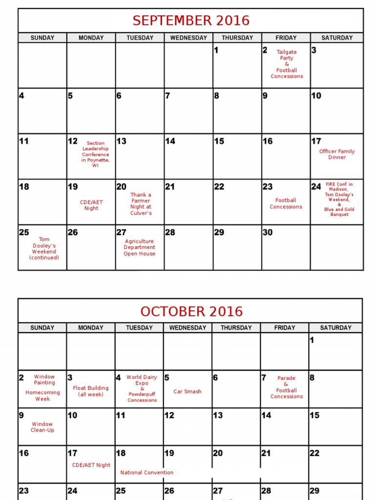 2016-2017 Calendar | PDF