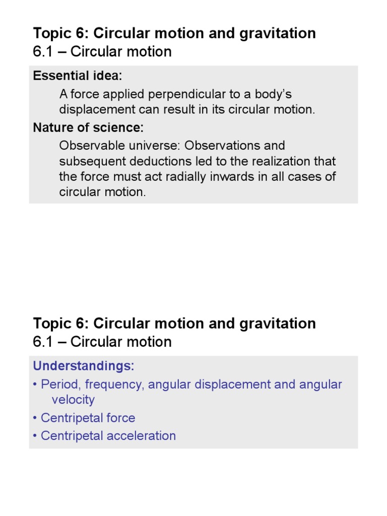 Topic 6.1 - Circular Motion | PDF | Acceleration | Force