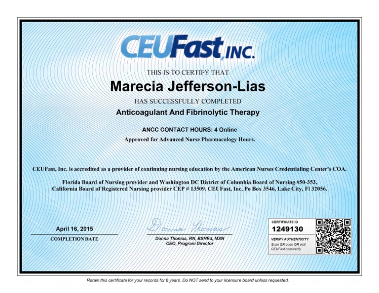 Ceufast Certificate No 1249130 | PDF