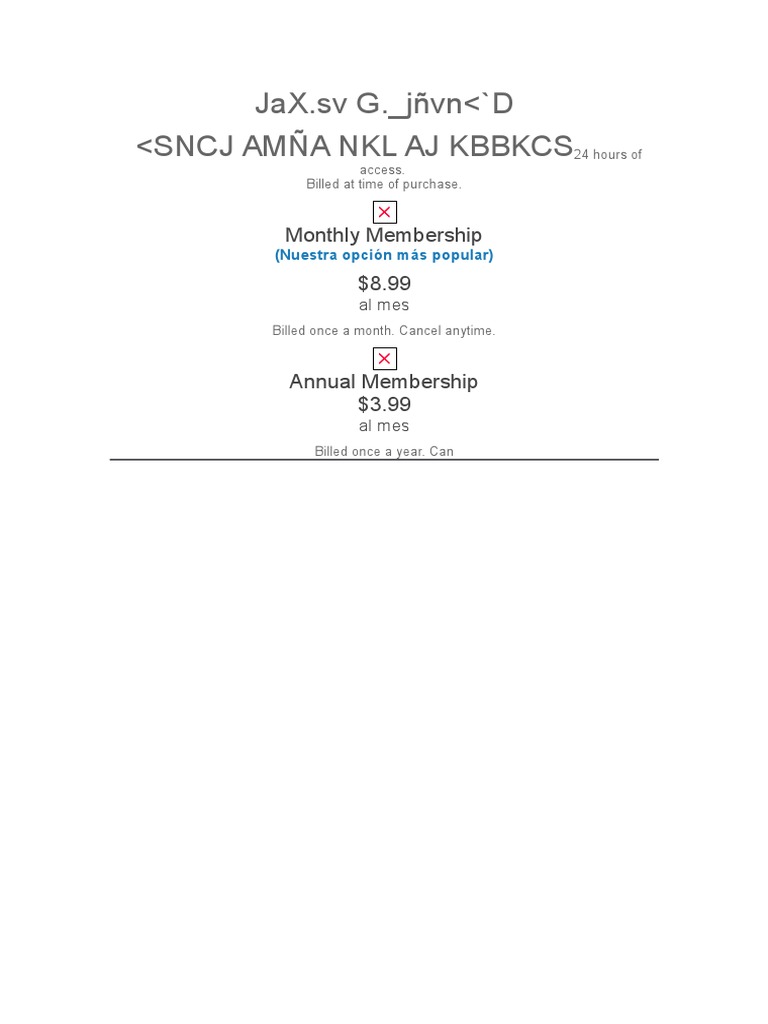 Jax - SV G. - JÑVN 'D SNCJ Amña NKL Aj KBBKCS: Monthly Membership $8.99 ...