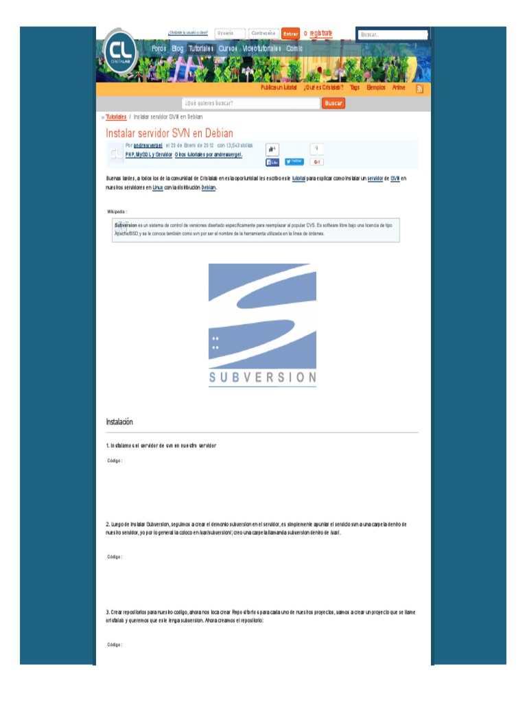 Subversion - Instalar Servidor SVN en Debian | PDF | Software libre | Contenido libre