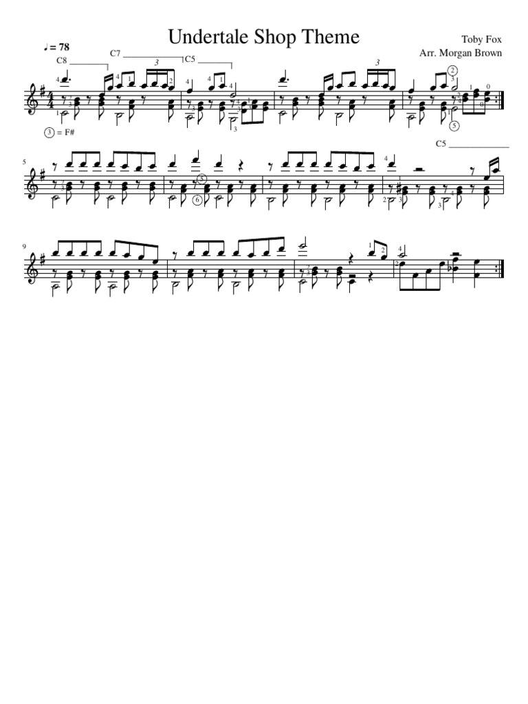 Undertale Shop Theme CG Arrangement | PDF