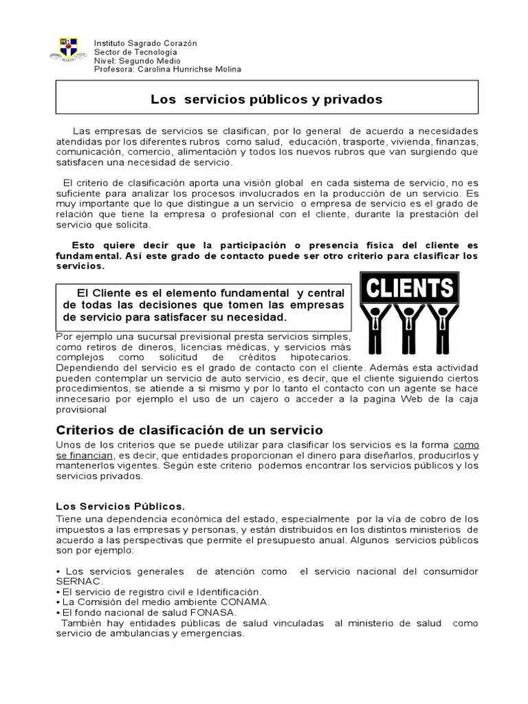 Servicios Privados y Públicos | PDF | Sector terciario de la economía ...