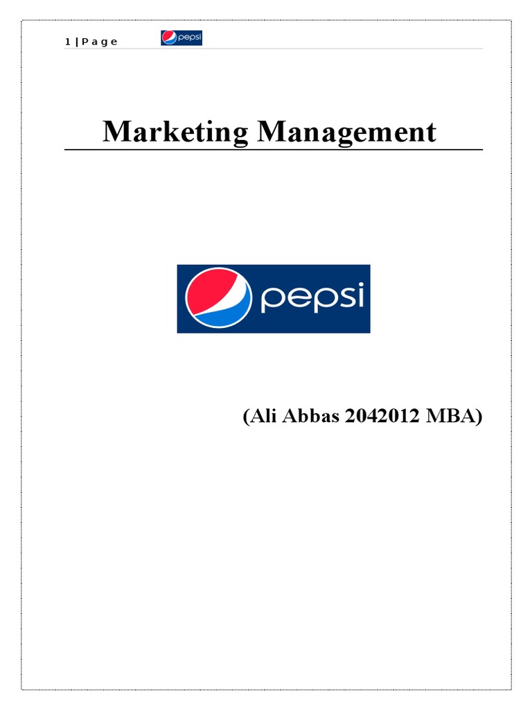 Marketing (Pepsi) | PDF | Pepsi Co | Sales
