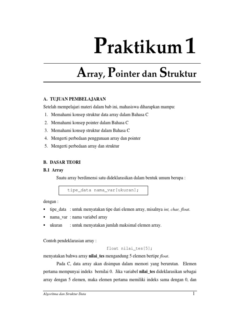 Struktur Data: Array dan Pointer C | PDF