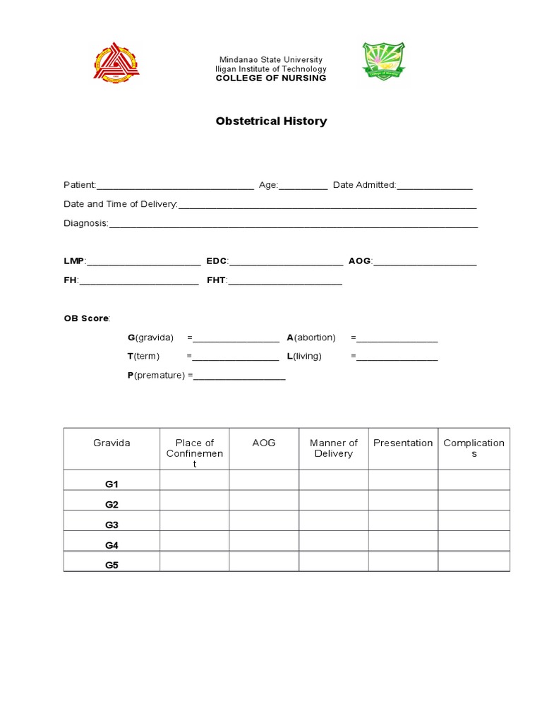 Obstetrical History Form | PDF