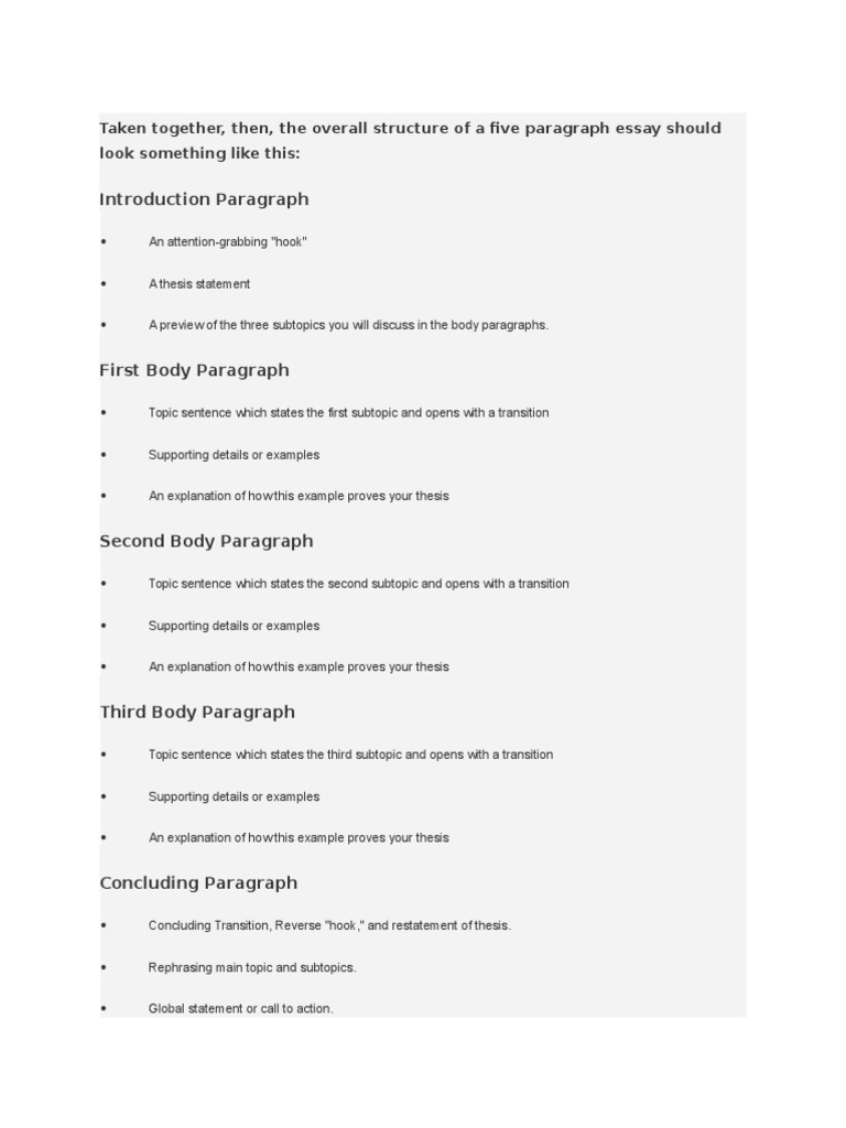 The Structure of a Five Paragraph Essay: An Overview of the Key ...