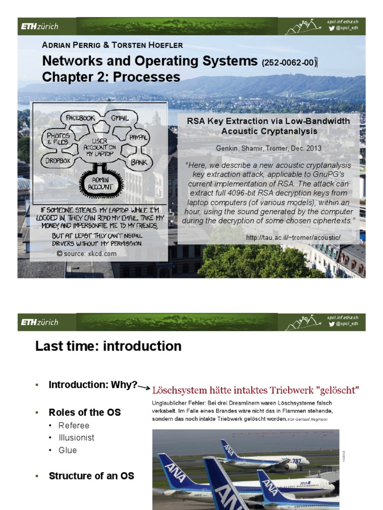 Networks and Operating Systems Chapter 2: Processes: A P & T H (252-0062-00) | PDF | Thread ...