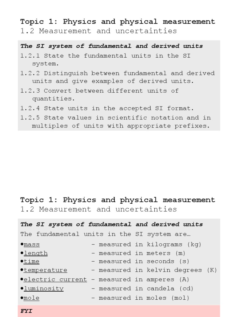 Highschool Physics Measurement and Uncertainties | PDF | Significant ...