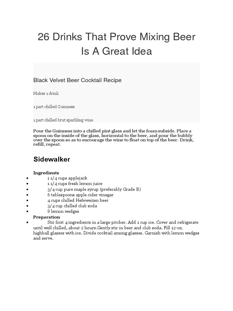 Beer Cocktails: 26 Creative Recipes | PDF | Beer | Cider